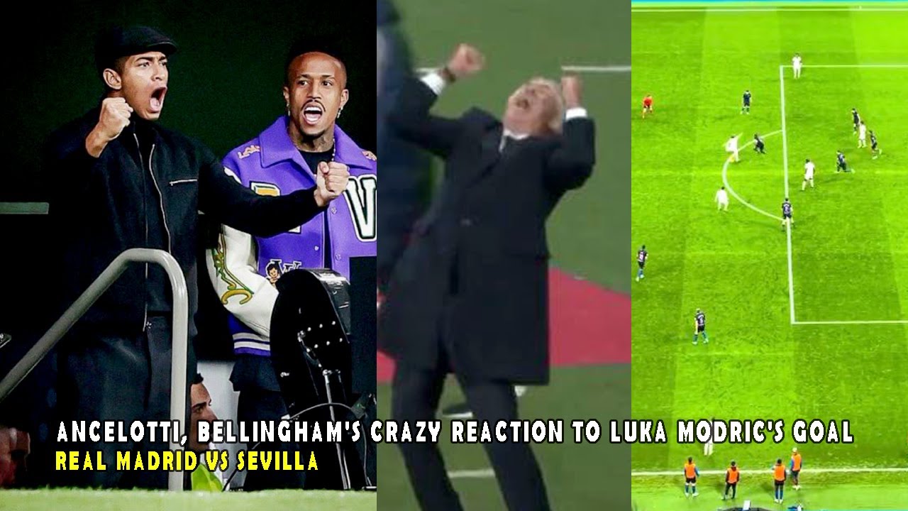 JUDE BELLINGHAM, ÉDER MILITÃO REACTION TO LUKA MODRIC'S GOAL VS SEVILLA ...