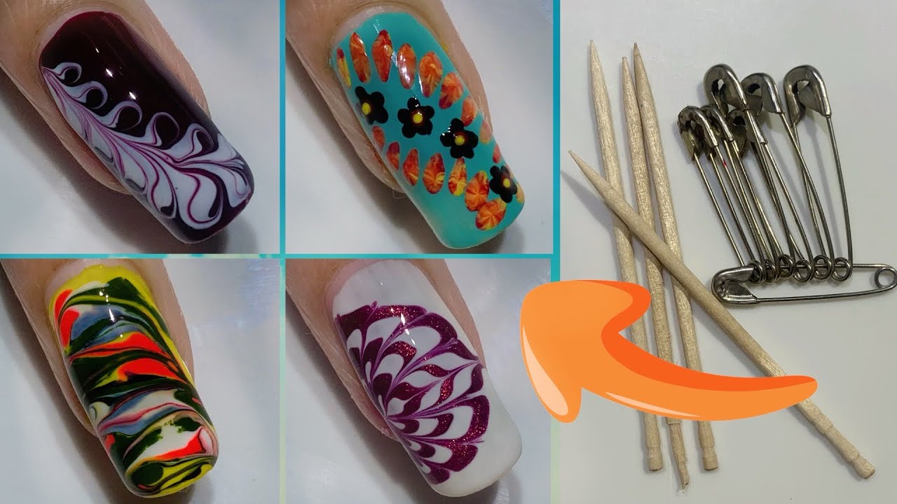 Easy safety pin nail art || Nail Art using safety pin || safety pin ...