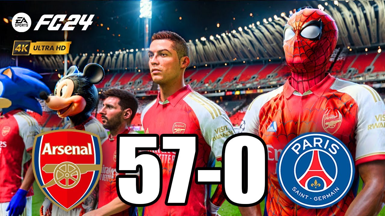 FIFA 24 - RONALDO, MESSI, SPIDER MAN ALL STARS PLAYS TOGETHER | ARSENAL ...