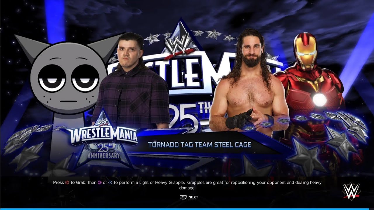 Gray Sprunki y Dominik Mysterio vs Seth Rolins y iron man Steel Cage ...