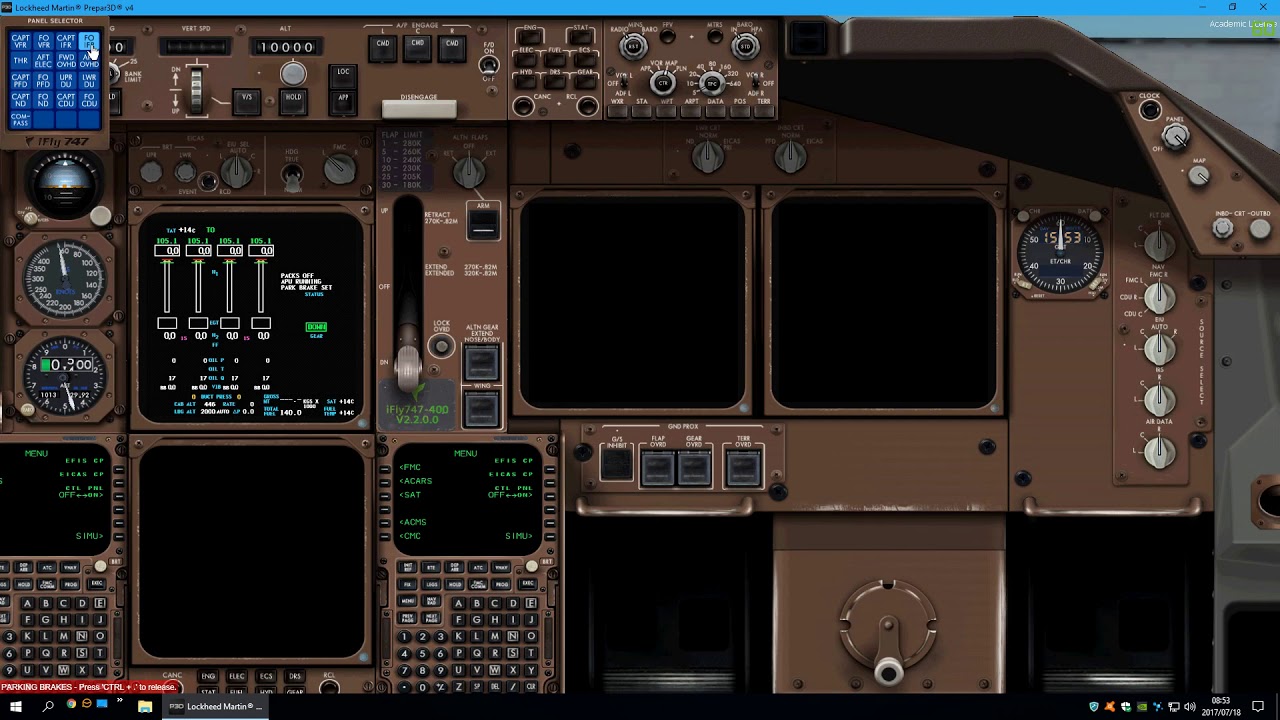 iFly 747 400 Cold and Dark to complete IRS alignment - YouTube