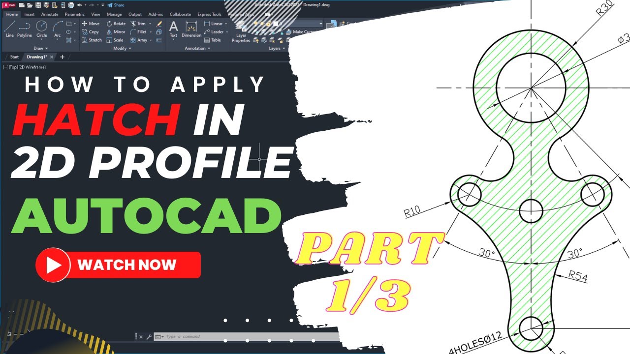 AutoCAD Basic 2D Practice Drawings | Part 1/3 | ENGLISH | HATCH ...