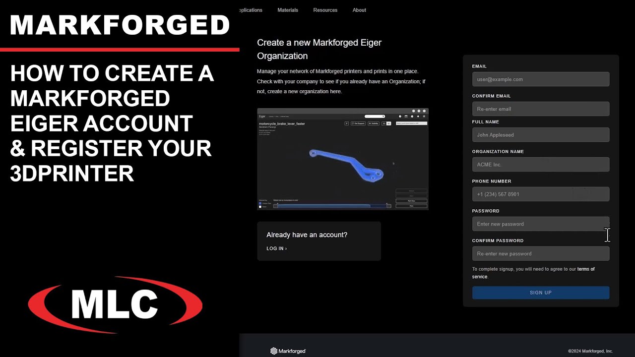 How to Create a #Markforged Eiger Account & Register your #3dprinter - YouTube
