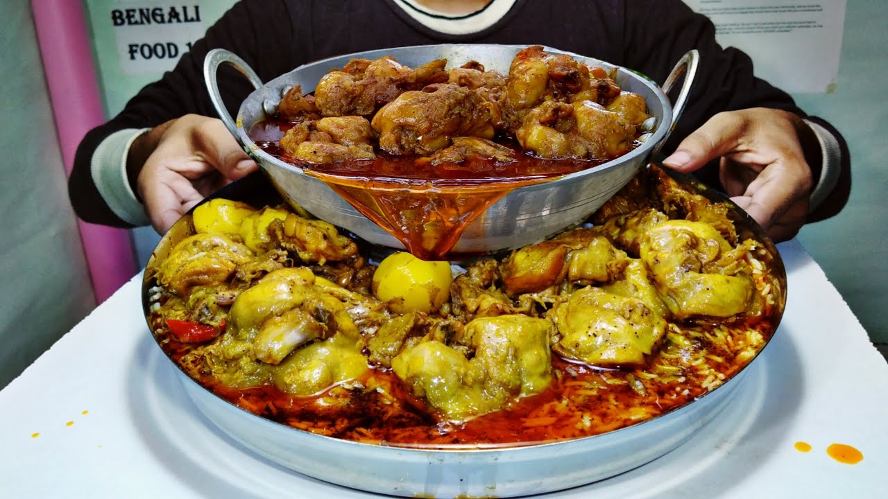 Very Oily Giant Fatty Chicken Curry, Oily Rice Eating | Chicken Fat ...