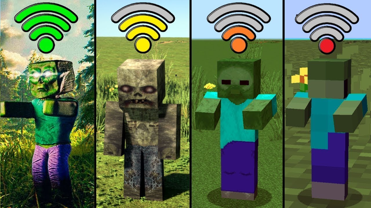 mob physics with different Wi-Fi in Minecraft - YouTube
