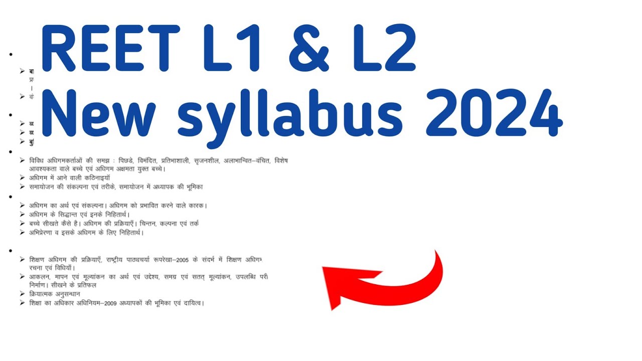 REET Syllabus 2024- New Exam Pattern and Syllabus PDF for Level 1 & 2 ...
