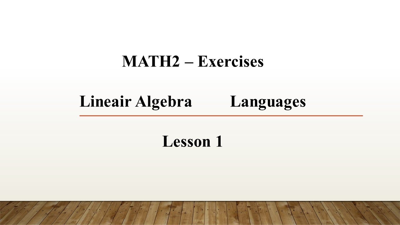 MATH2 Exercises 1 - YouTube