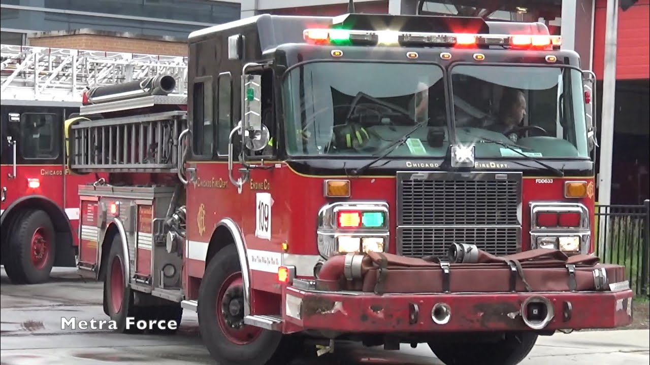 Chicago Fire Dept Engine 109 (Spare) & Truck 32 Responding - YouTube