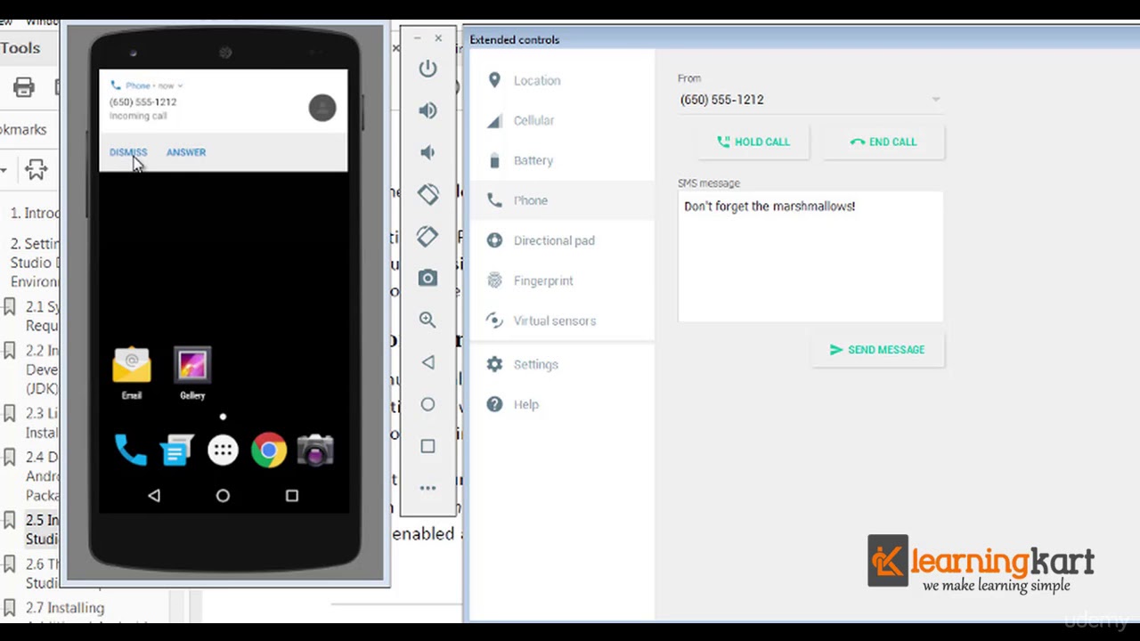 sending sms to emulator - YouTube