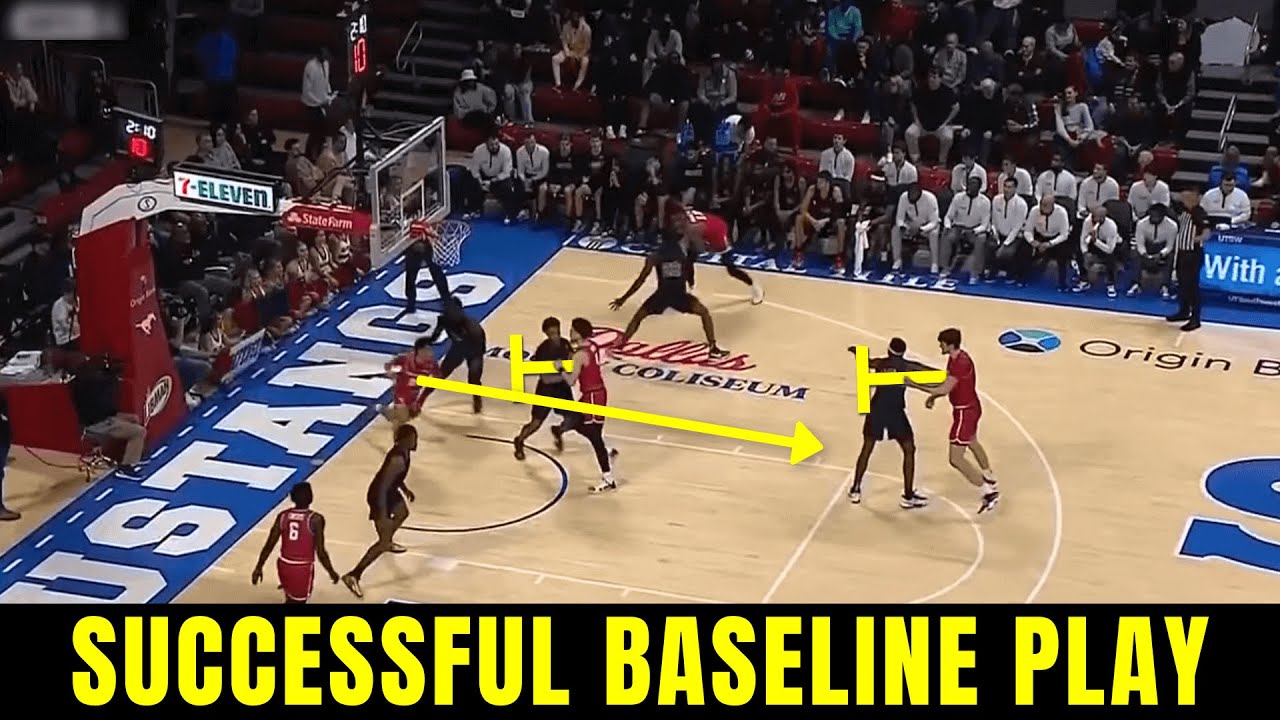 College team gets a WIDE OPEN shot on a baseline play - YouTube