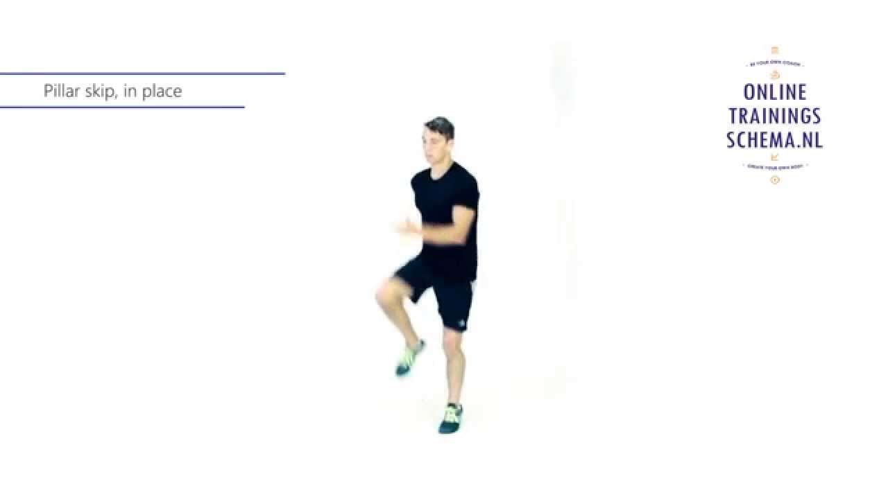Pillar skip in place - Full body oefening - Onlinetrainingsschema.nl ...