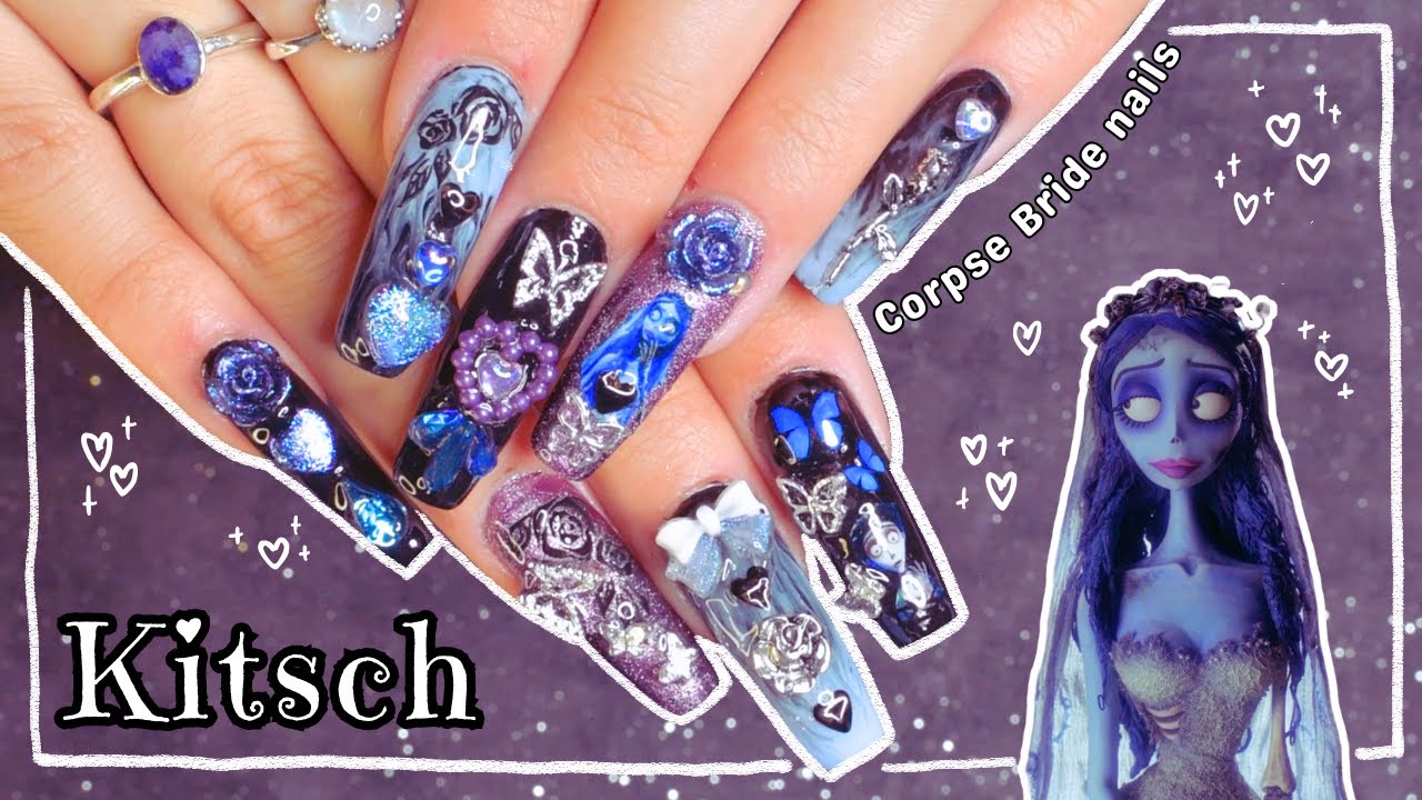 🥀🕸 Corpse Bride Kitsch Gel Nails ♡ Madam Glam Gel Polish Review 🕸🥀 ...