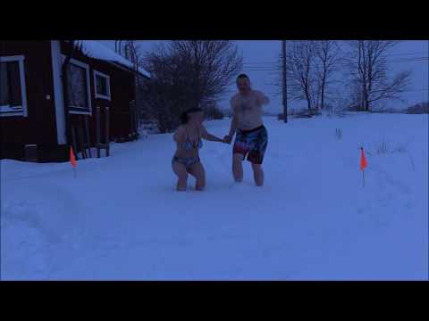 Almost naked crazy Finns make snow angels ;-)