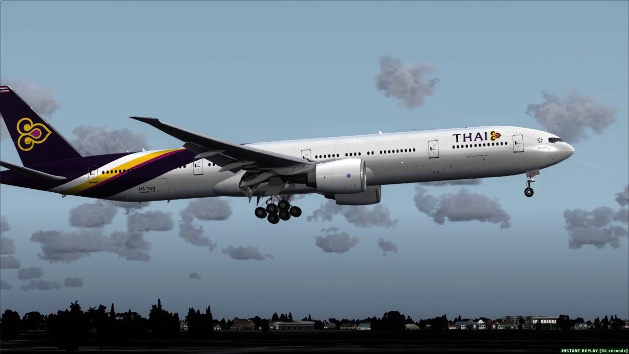 Thai Airways 777-300ER landing at Bangkok ++ FSX - YouTube
