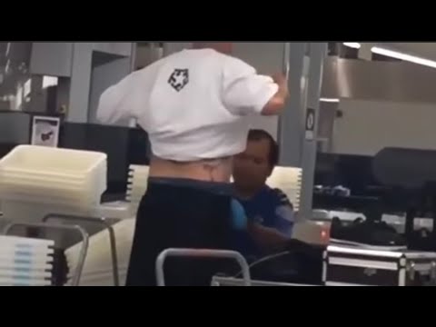 Aggressive TSA pat down over male body - YouTube