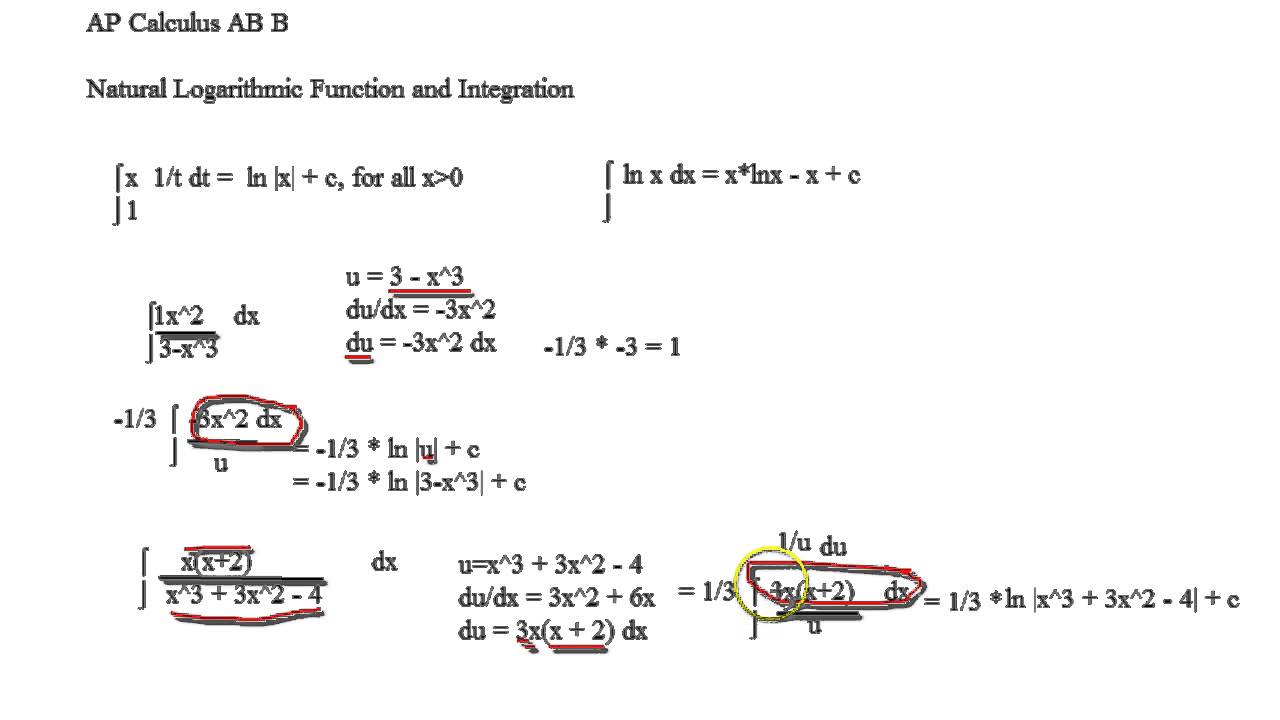 AP Calculus AB B - Ln Integration - YouTube