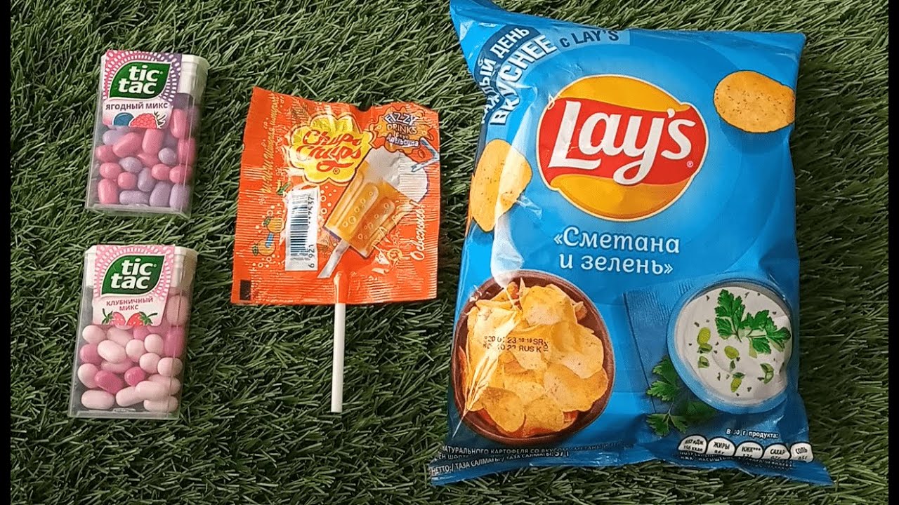 Learn the colors of candy. ASMR Chips Lays Setana Greens, Chupa Chups ...