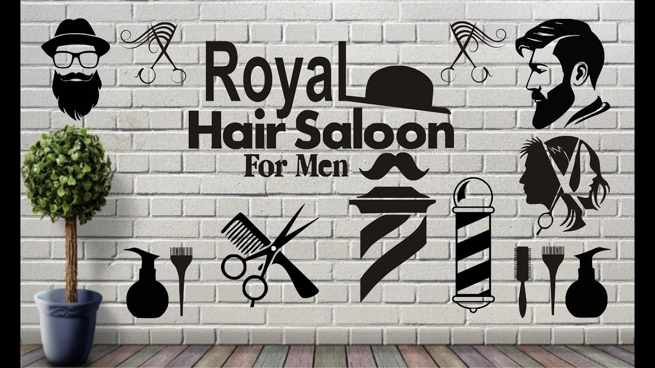HOW TO MAEK HAIR CUTTING SALOON WALL WALLPAPER DESIGN - YouTube