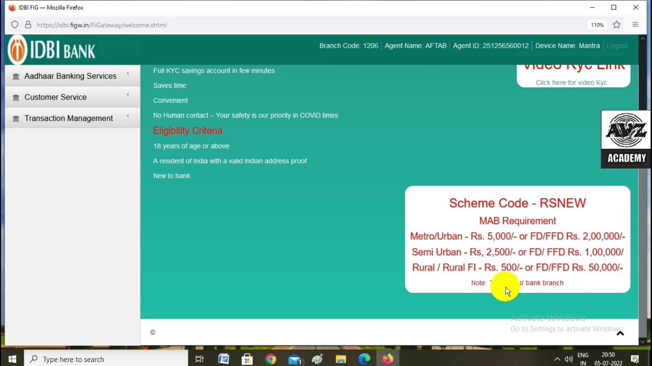 How to Open IDBI Online Account Opening Video kyc || CSC VLE - YouTube