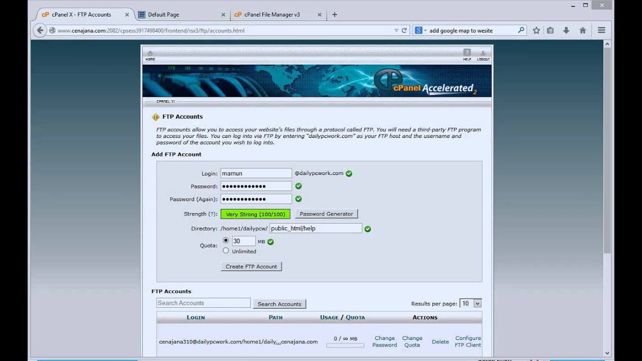 Cpanel Bangla Tutorials Part 6 Ftp Account Youtube