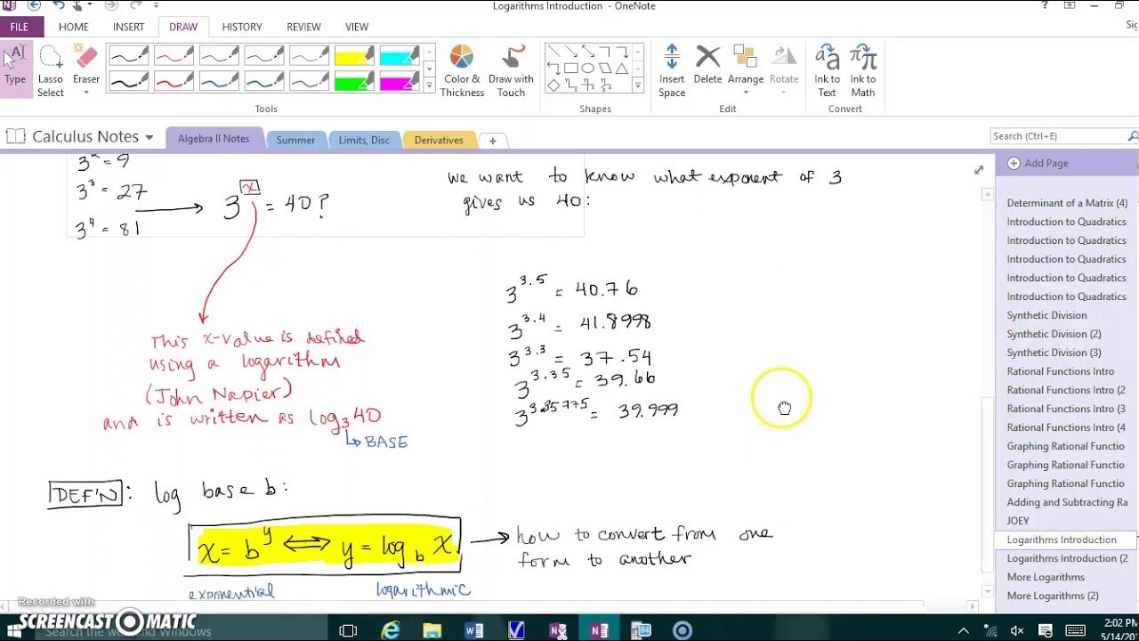 Alg II Logarithms Introduction - YouTube