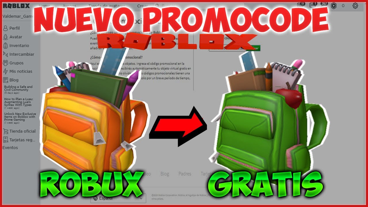 Nuevo PROMOCODE!! GRATIS Esta Mochila Que Antes Valia 150 ROBUX ...