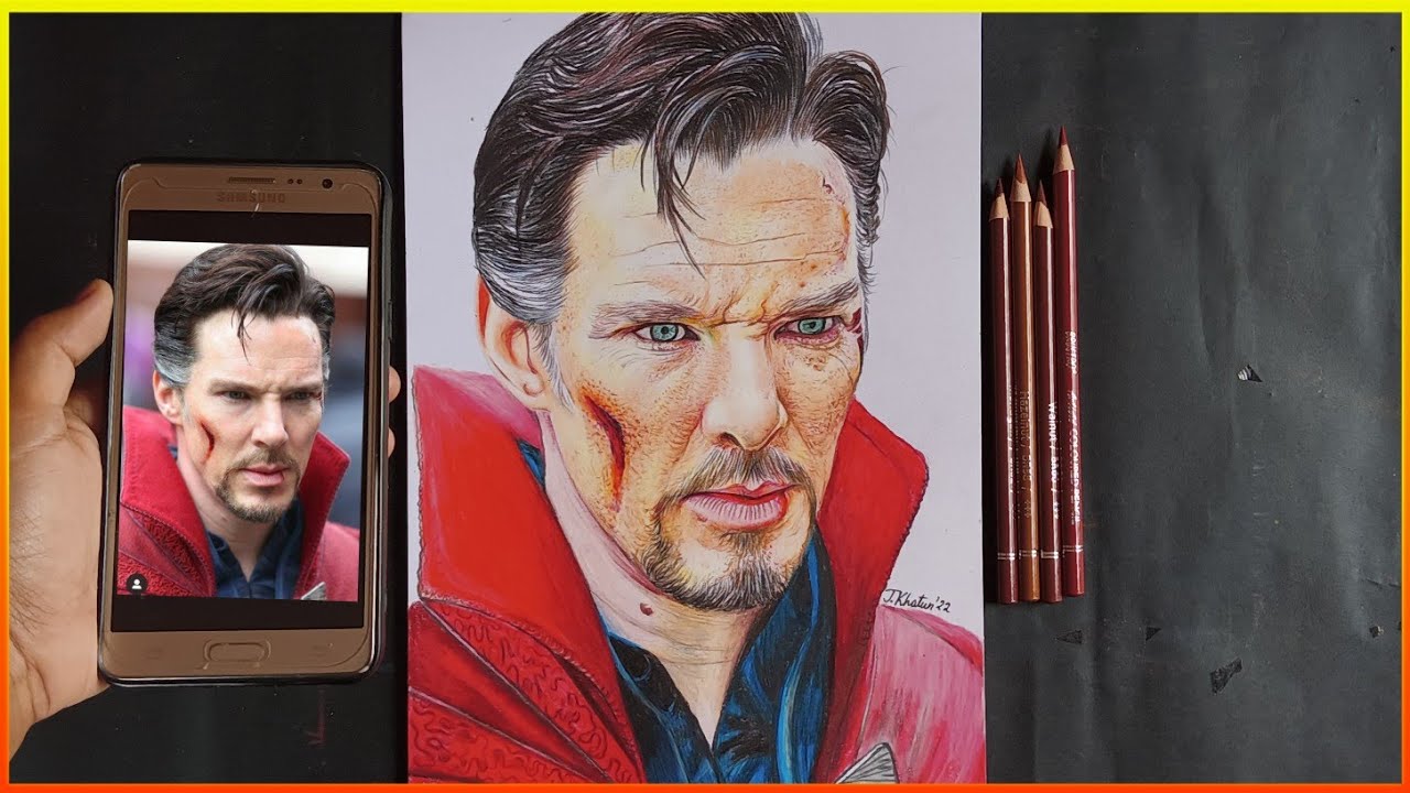 Dr Strange Drawing| Drawing Of Dr Strange With Colour Pencil - YouTube