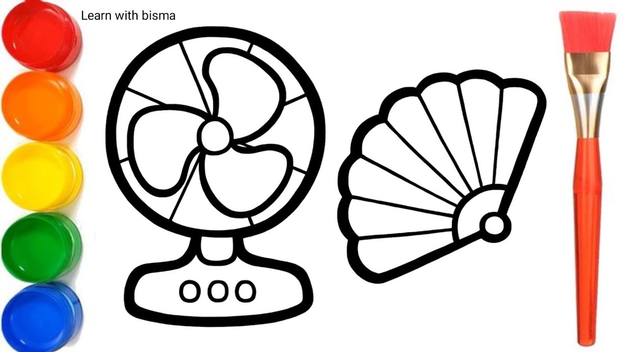 How to Draw fan drawing, Painting and Coloring for Kids & Toddlers ...