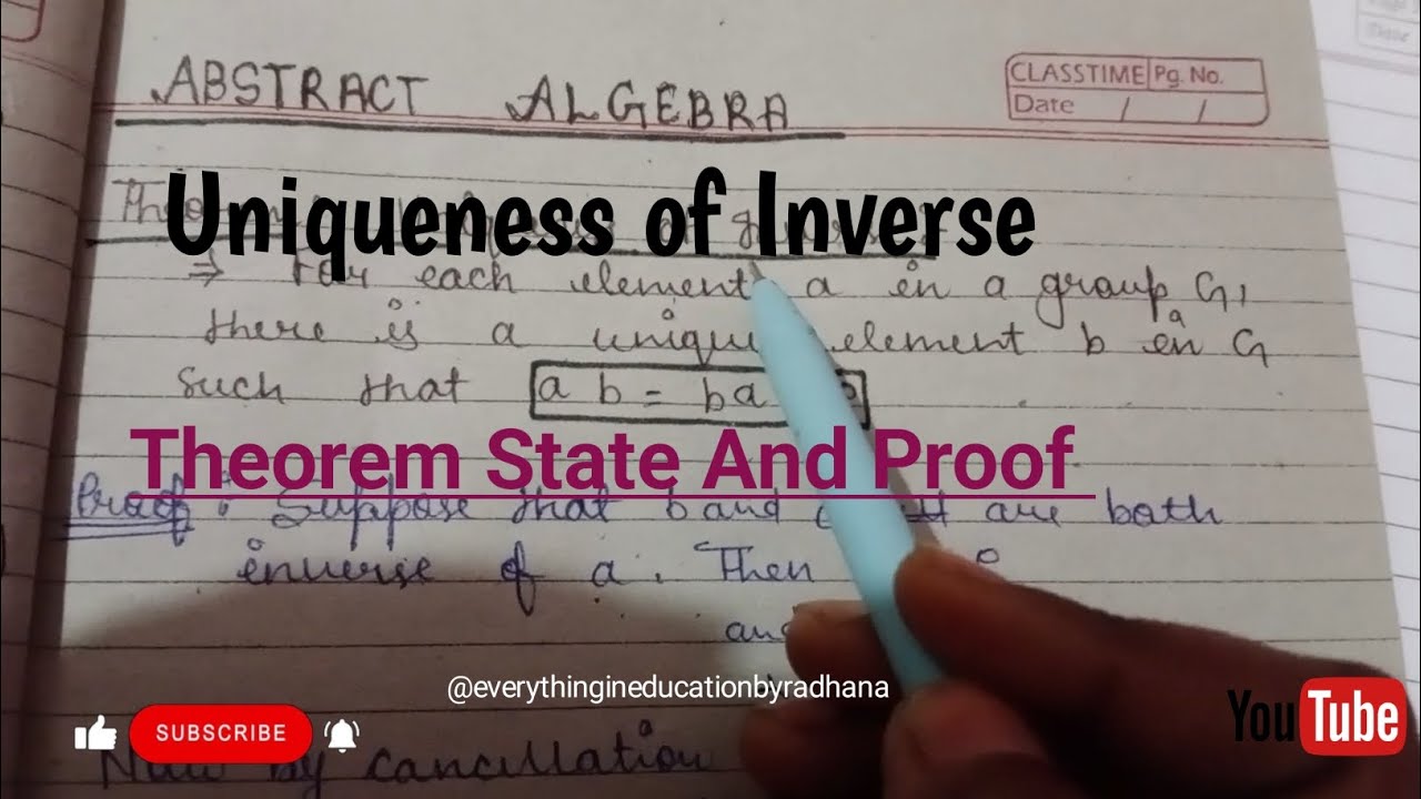 Uniqueness of Inverse | Elementary properties of Group | abstract ...