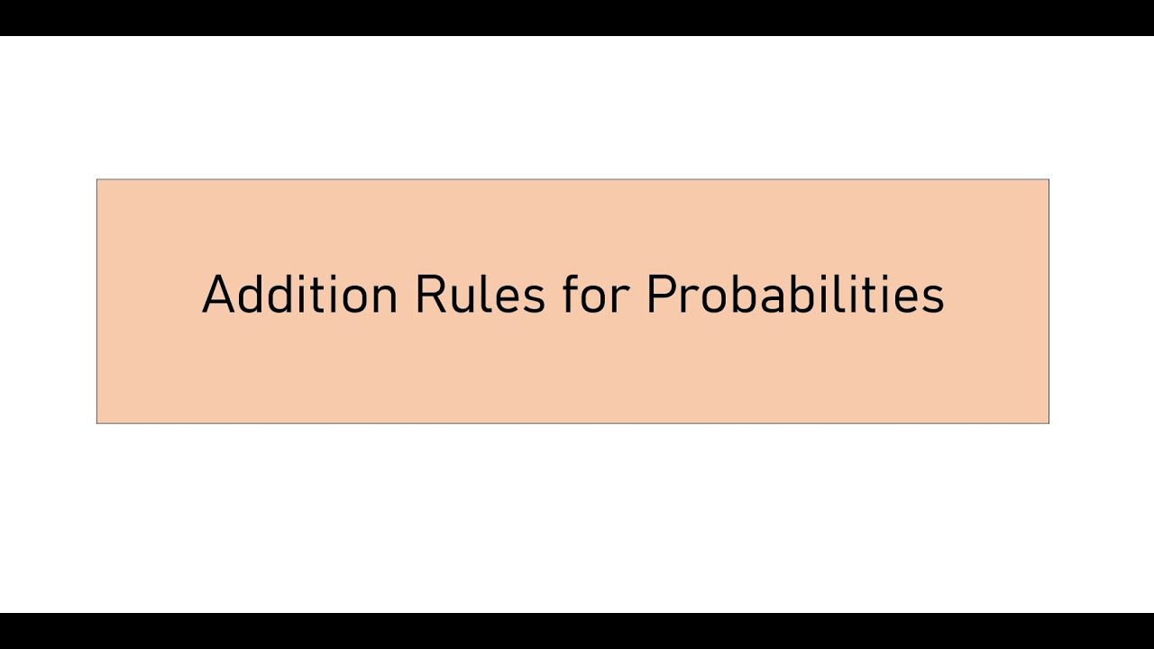 Addition Rules for Probability - YouTube