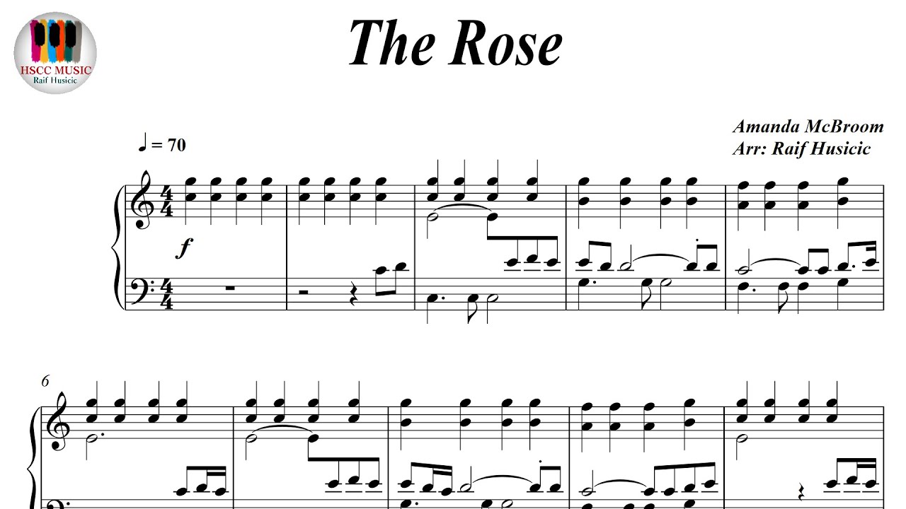 The Rose - Bette Midler, Piano Sheet Music - YouTube