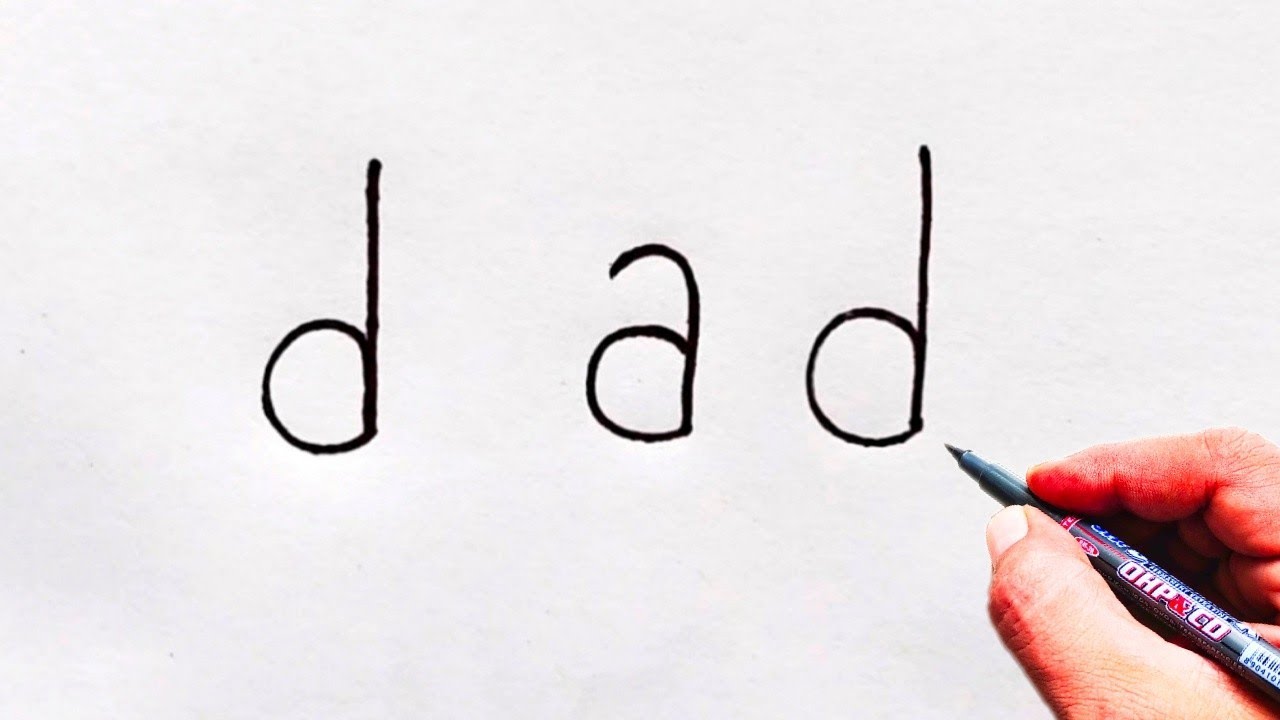 How to Draw dad From Word dad | Easy Dad Drawing | Father's day Drawing ...