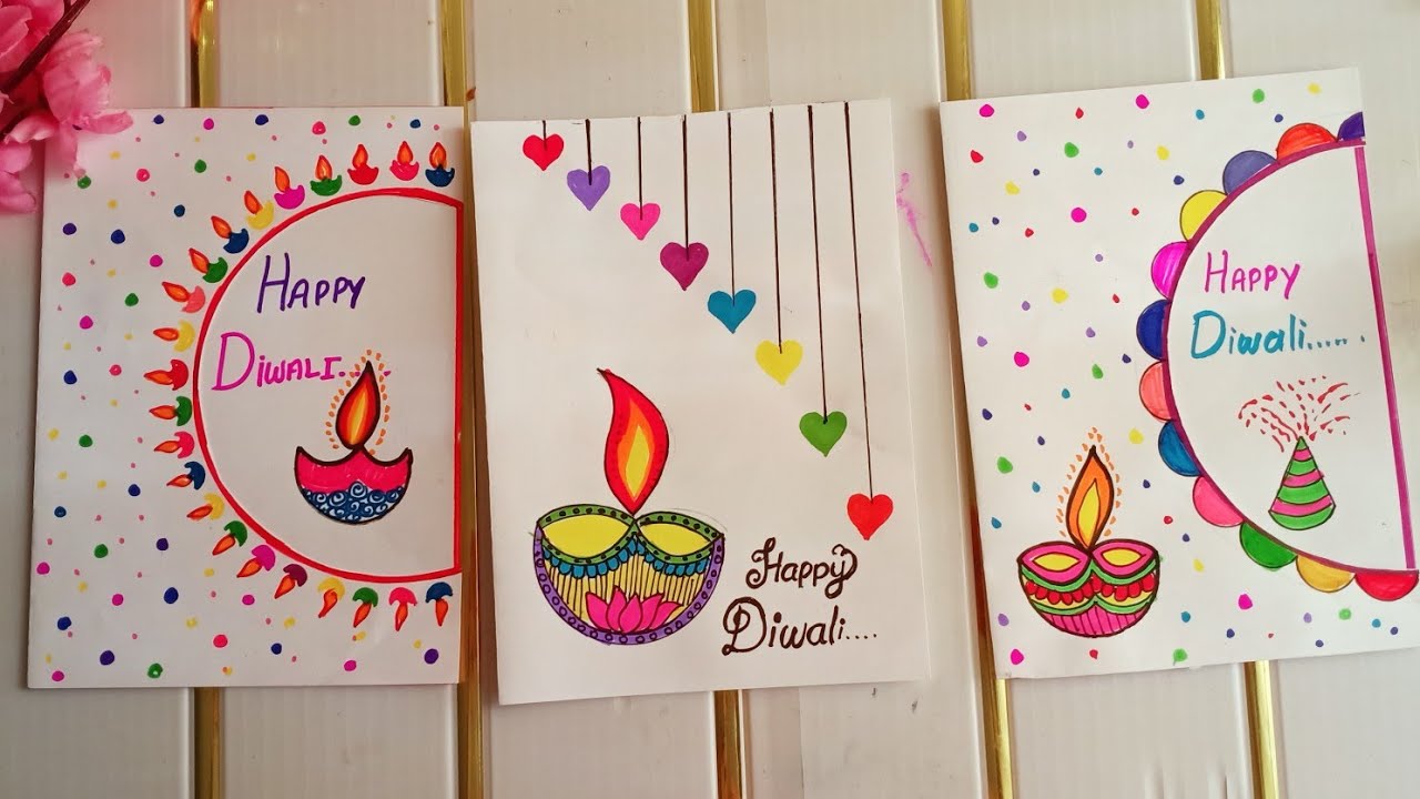 3 Easy & Beautiful white paper Diwali Card making|Diy Diwali greeting ...