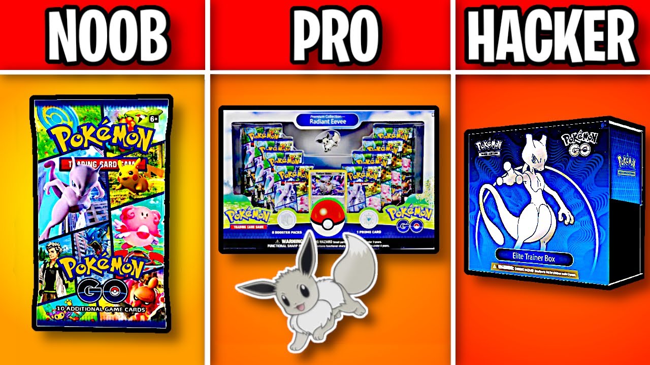 NOOB vs PRO vs HACKER! Apertura de Cartas Pokémon Pokemon GO ...