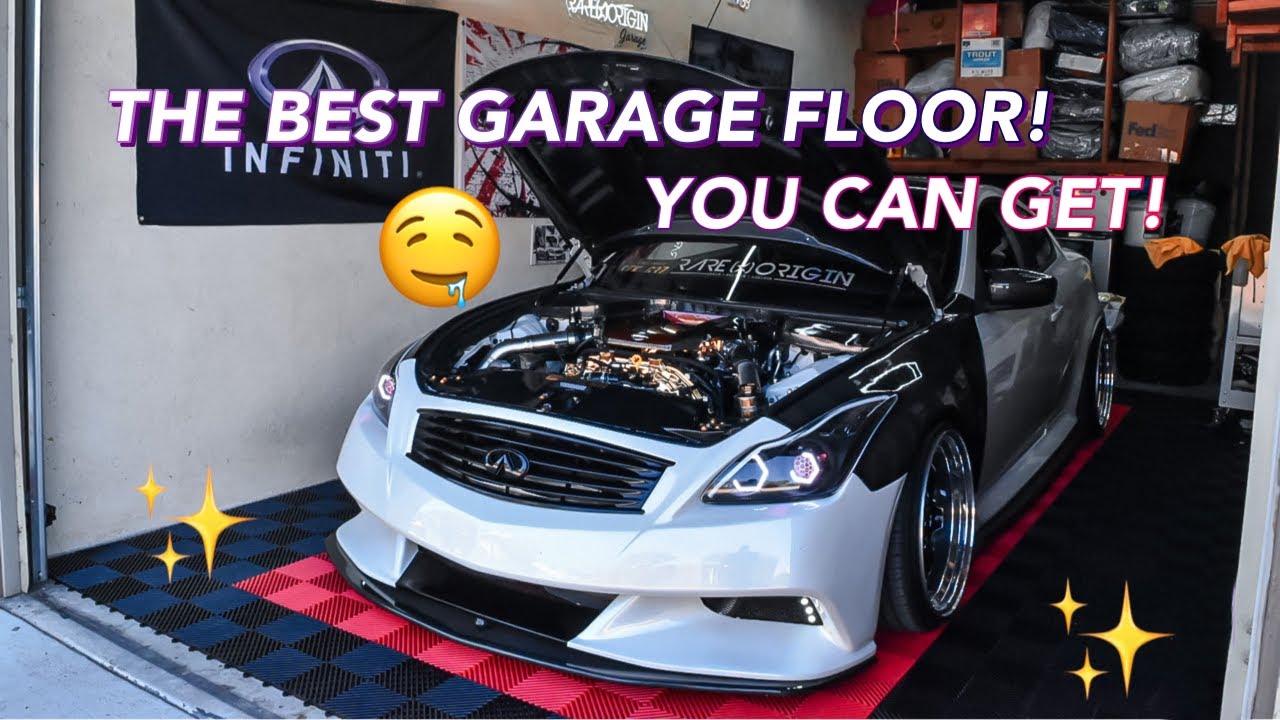 The best Garage floor for my G37 single turbo! - YouTube