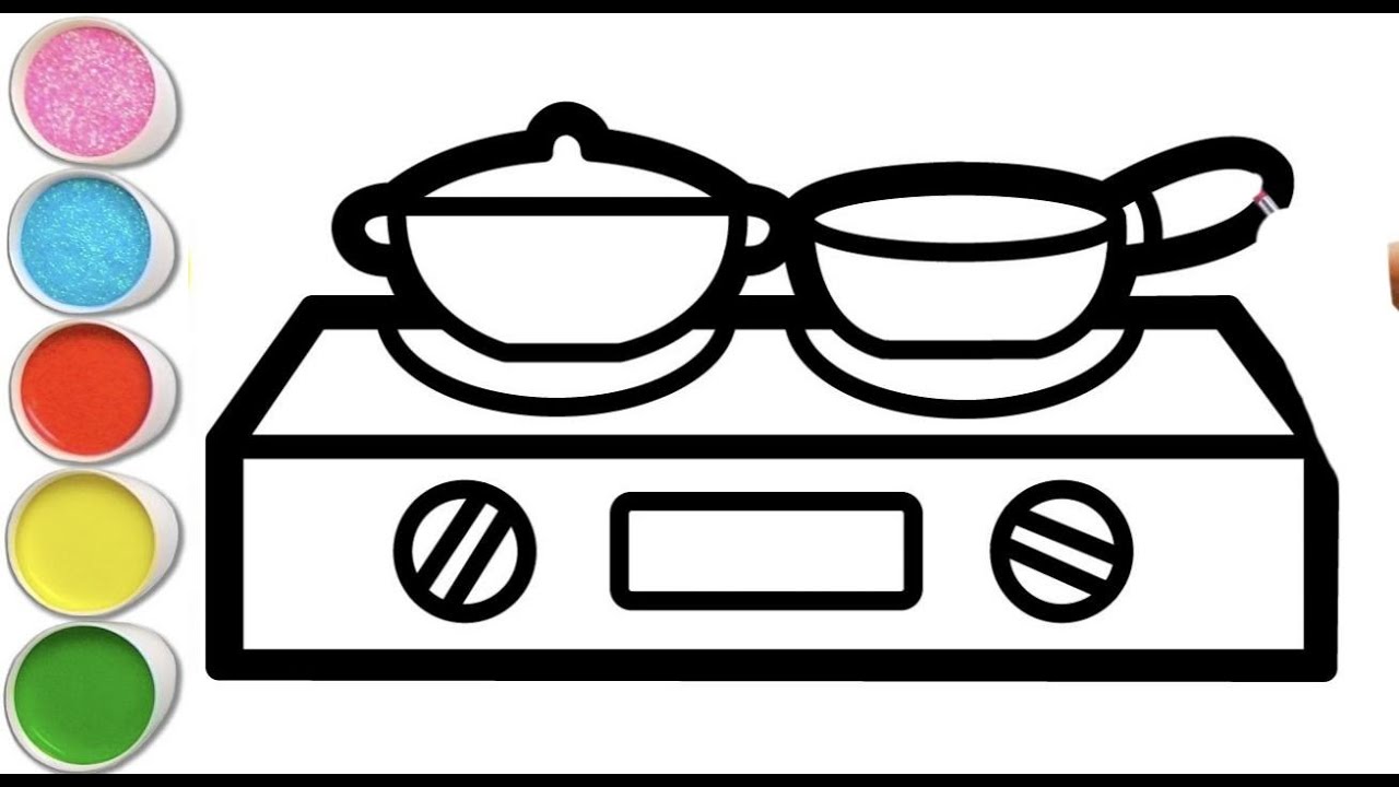 How To Draw A Gas Stove Burners Drawing | Gas Stove Drawing | Easy Gas ...
