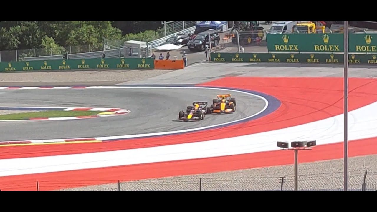 Formula 1 Austria 2024 - Lando & Max Crash from T3 grandstand - YouTube