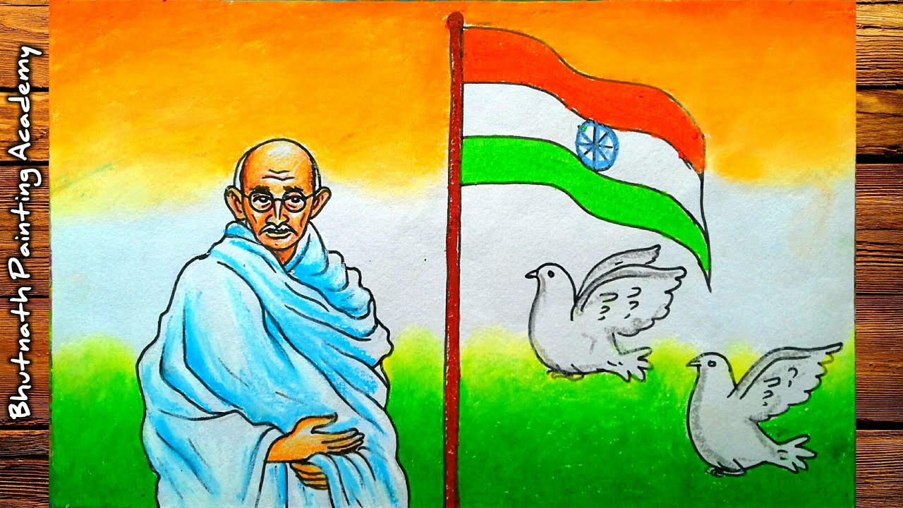 gandhi jayanti drawing - YouTube
