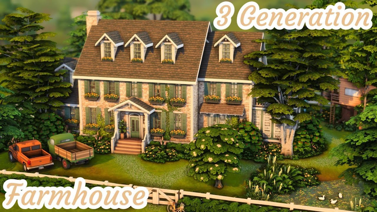 I built a Farmhouse for 3 Generations 🌿 || The Sims 4 Speed Build - YouTube