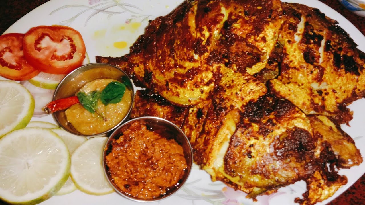 DELICIOUS FRIED POMFRET FISH WITH CHUTNEY RECIPE - YouTube
