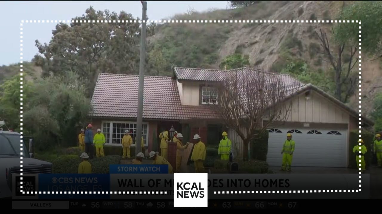 Wall of mud slides into multiple Hacienda Heights homes - YouTube