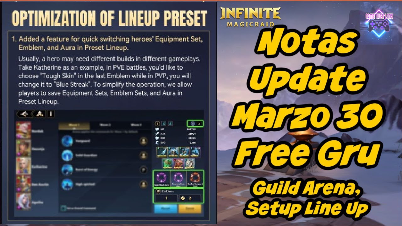 INFINITE MAGICRAID Notas Update Marzo 30 Gru, Setup Line Up, Guild ...