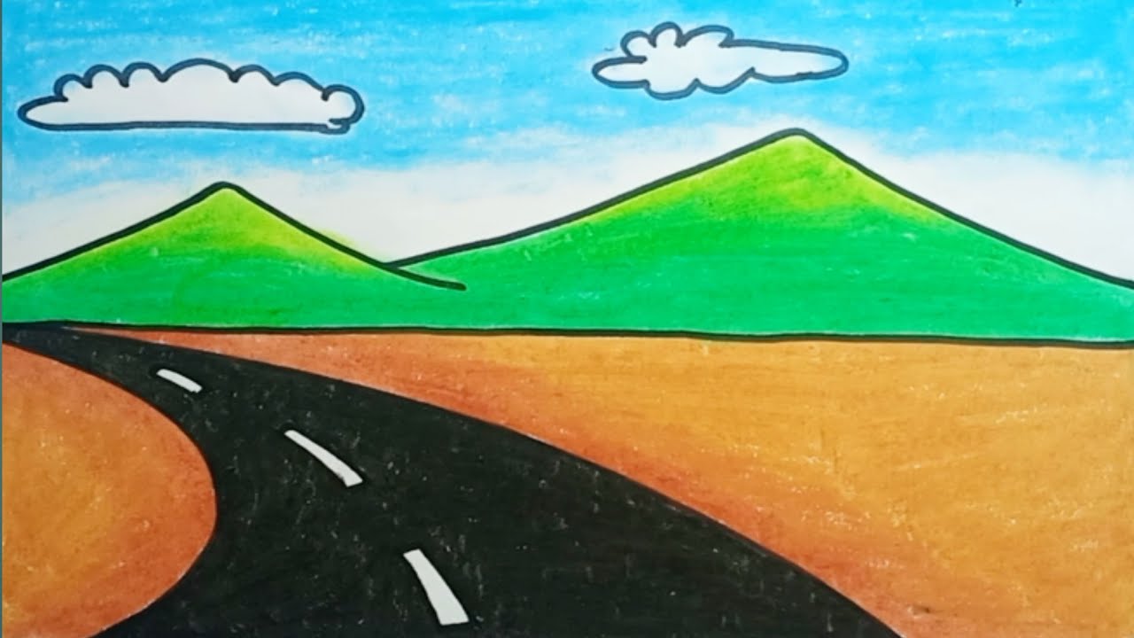 How To Draw Mountain Scenery Very Easy Step By Step |Drawing Mountain ...