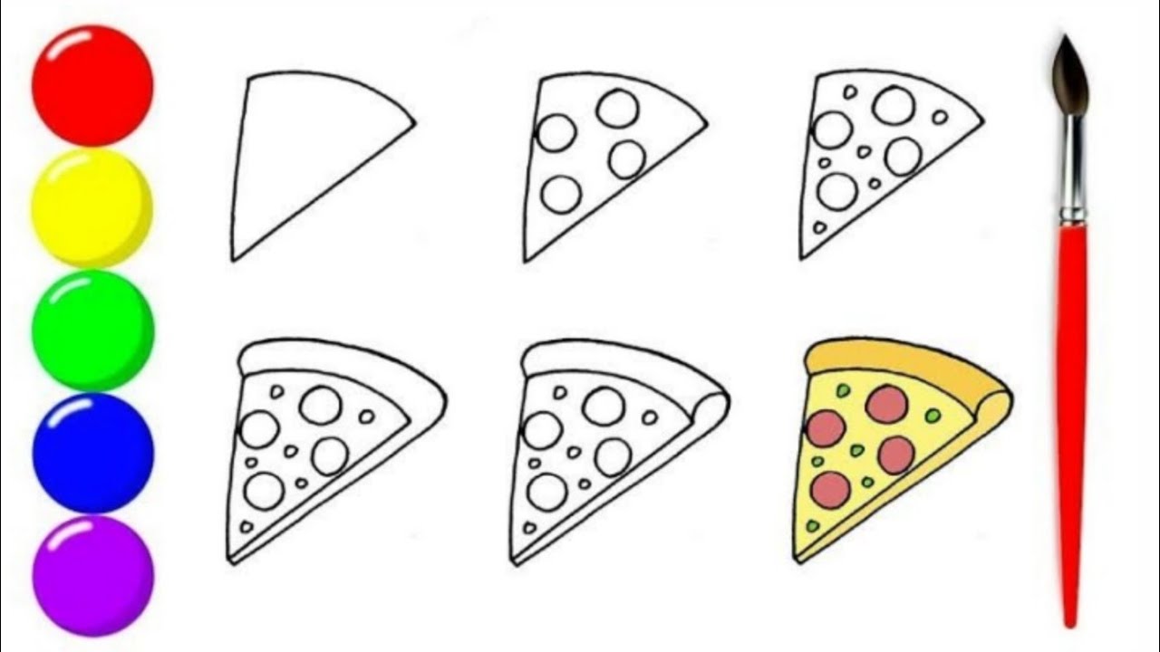 How to Draw cute Pizza for Kids - YouTube