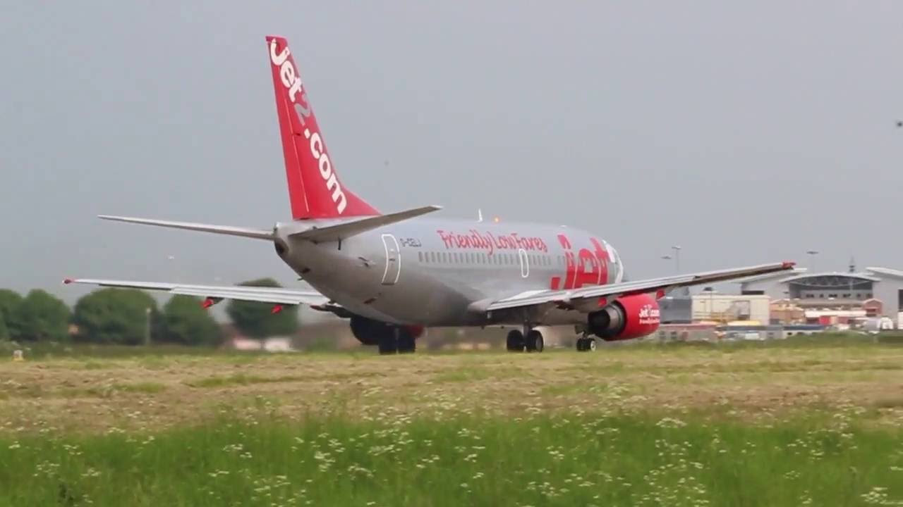 grey jet 2 aircraft take off at leeds and bradford airport - YouTube