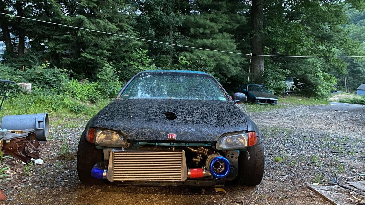 Fully Built D16 Civic EG First Start Low Boost Pulls - YouTube