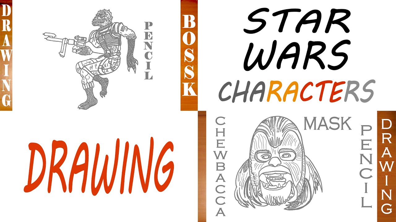 How to Draw STAR WARS characters Easy: BOSSK and CHEWBACCA | PENCIL | # ...