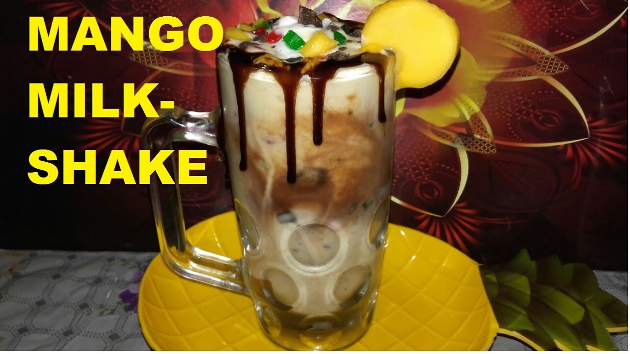 Mango Milkshake with Choco Chips // Mango Milkshake at Home Recipe ...