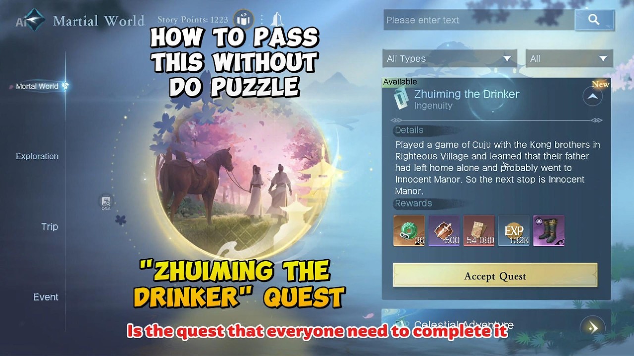 Zhuiming The Drinker Quest - How to pass the puzzle quest without do ...