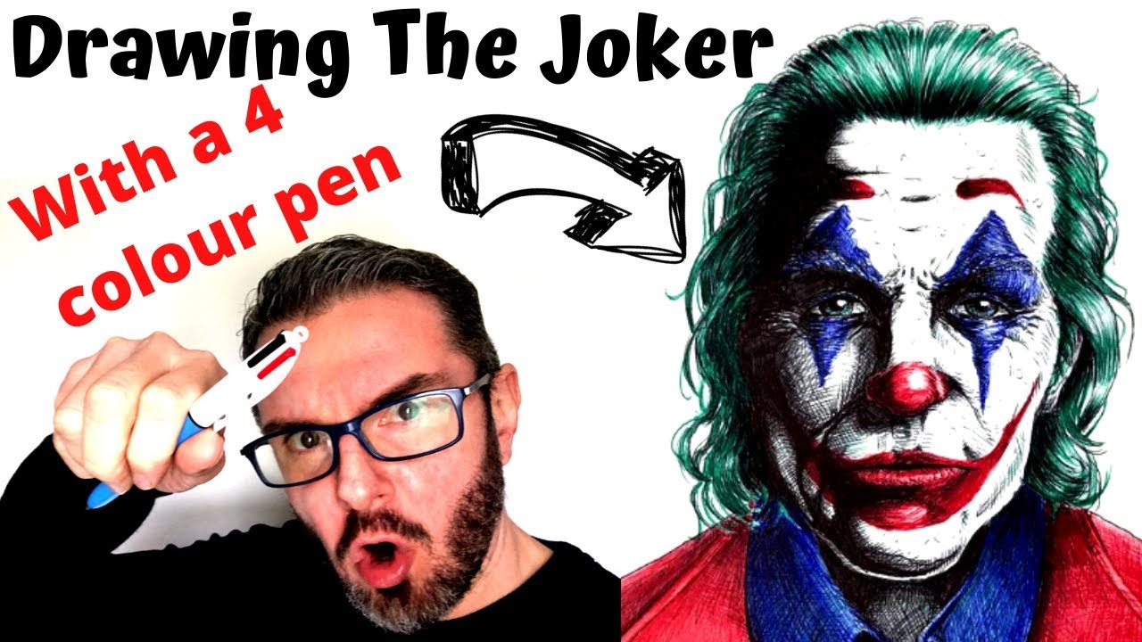 Drawing The Joker with a 4 colour pen! - YouTube